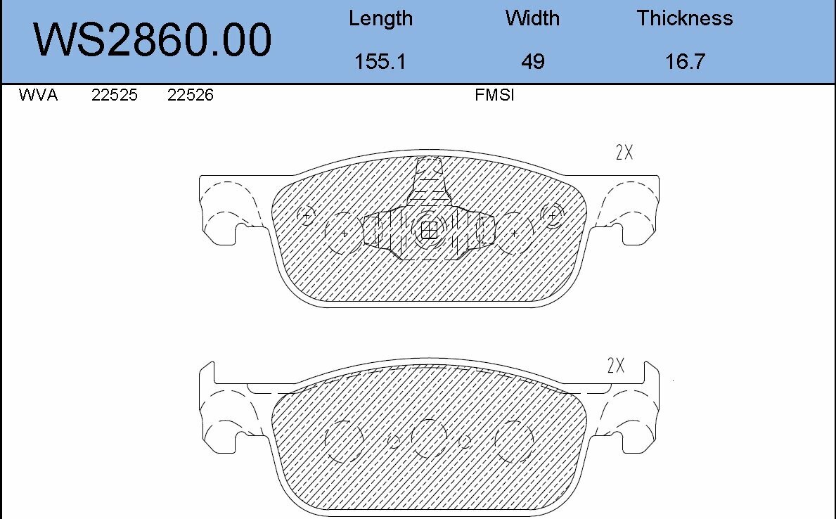 Колодки тормозные дисковые перед JEENICE WS2860.00