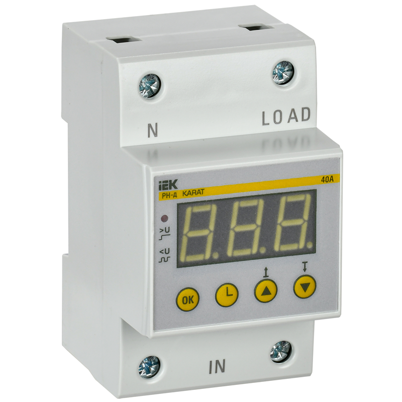 Реле напряжения РН-д 1-ф. 54мм 40А, IEK IVR31-1-40 (1 шт.)