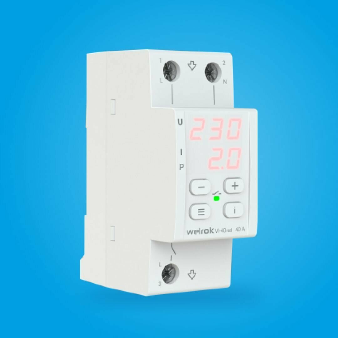 Реле напряжения Welrok VI-40 white однофазное с контролем тока