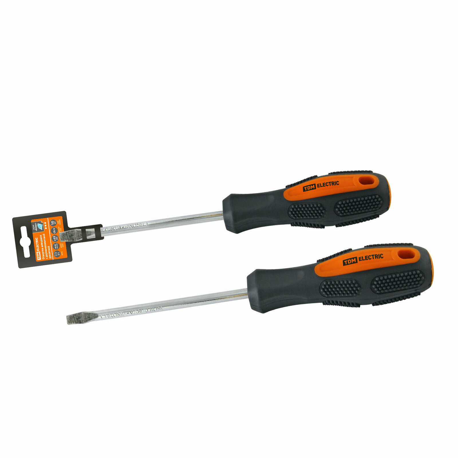 Отвертка шлицевая двухкомпонентная, CR-V тип SL5.0x100, серия "Алмаз", TDM SQ1006-1006 (1 шт.)