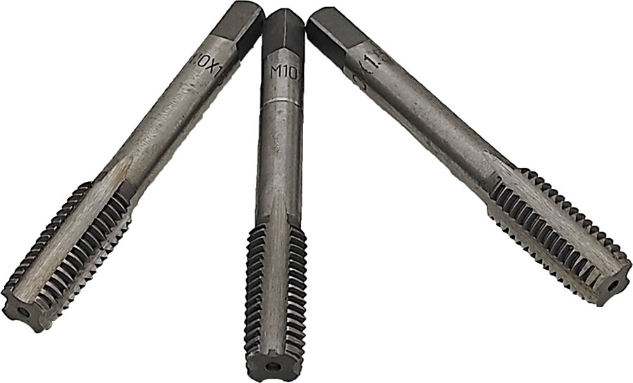 Метчики вольфрамовые М10 3 шт, DIN 352, TOPEX