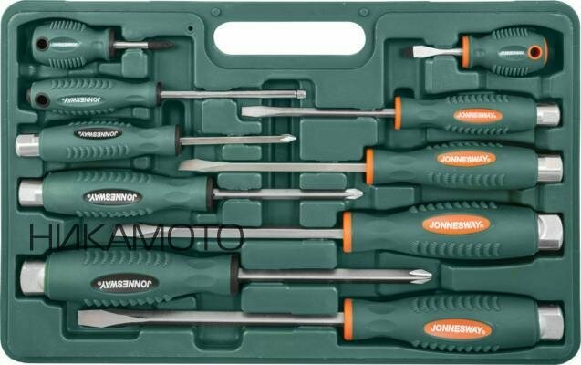 JONNESWAY D70PP10S Набор отверток стержневых ударных, силовых под ключ, 10 предметов