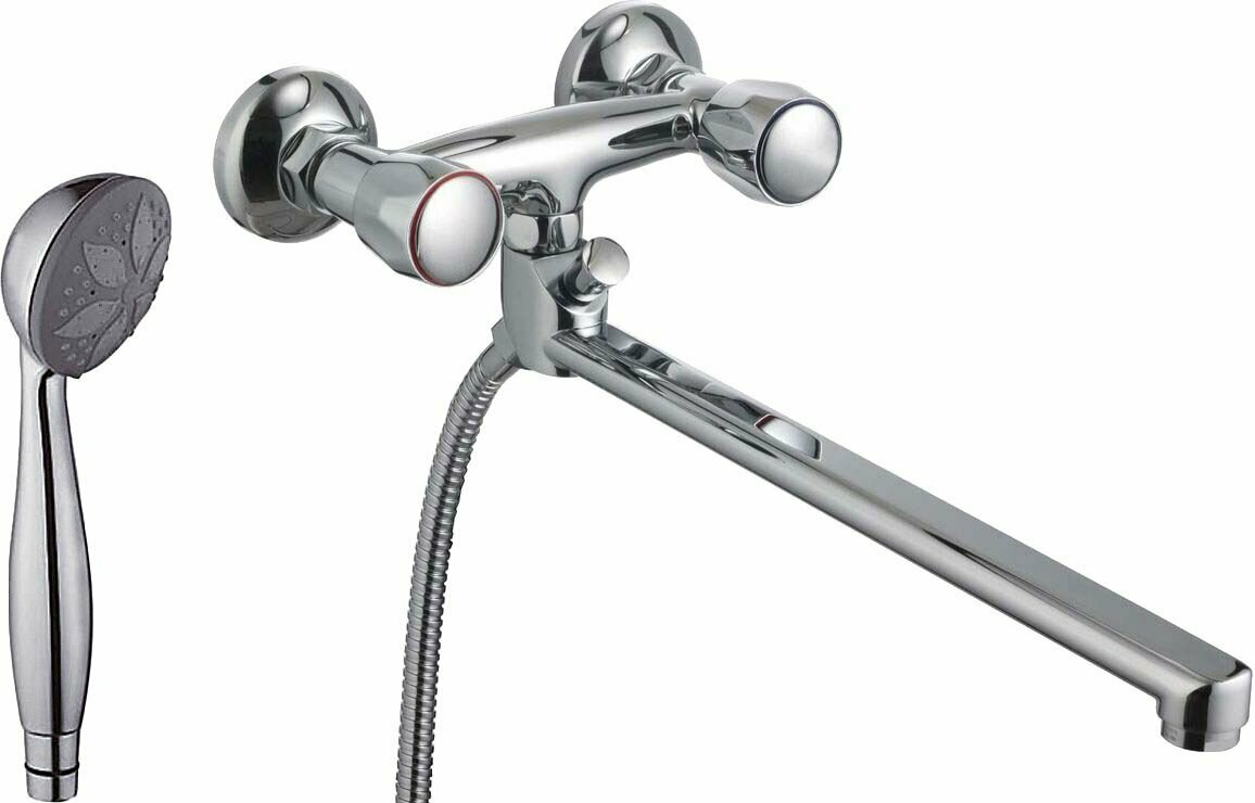 Смеситель для ванны-душа-душа универсальный Clever WITH2 GUAYAMA (комплект ручной душ, шланг, крепление), хром