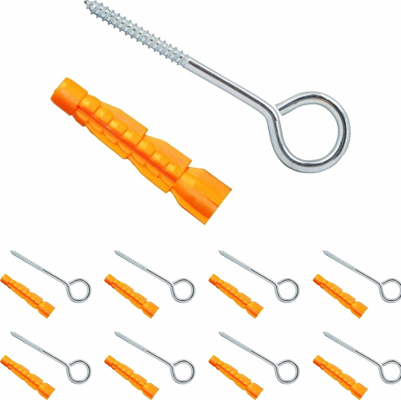 Шуруп-кольцо Tech-Krep 6.0x60 частая резьба (2 шт.) + дюбель 10х61 (2 шт.) (комплект из 8 уп.)