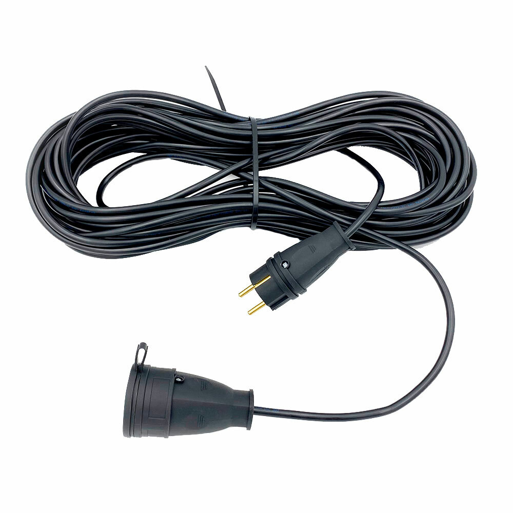 Удлинитель силовой без катушки SVET (SV0434-0004) открытая установка без заземления 20 м 10 А 230 В 2,2 кВт 1 розетка ПВС 2х1 мм2 IP20 черный