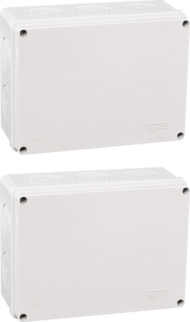 Коробка распределительная Tyco 200x140x75 прямоугольная 10 номинальных вводов для открытого монтажа IP55 (комплект из 2 шт.)