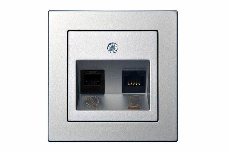 LIREGUS Розетка Телефонная и Компьютерная (RJ11+RJ45) Серебро LIREGUS EPSILON