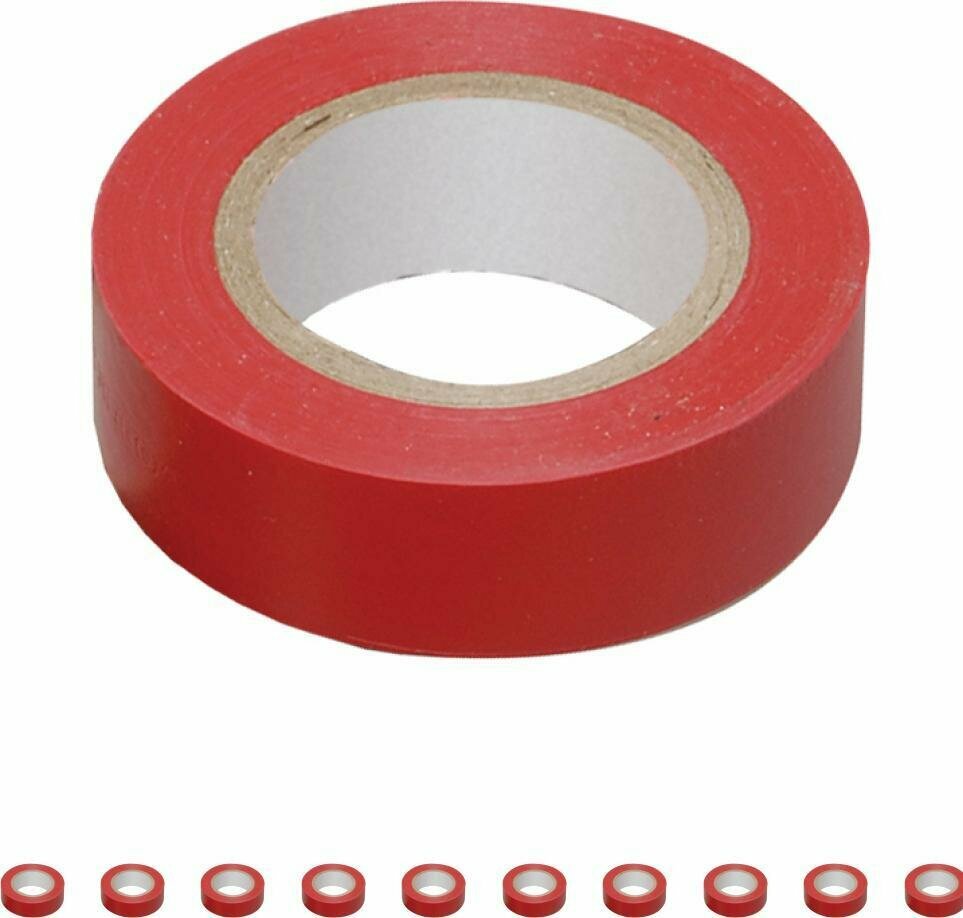 Изолента ПВХ IEK 15 мм 10 метров красная (комплект из 10 шт)