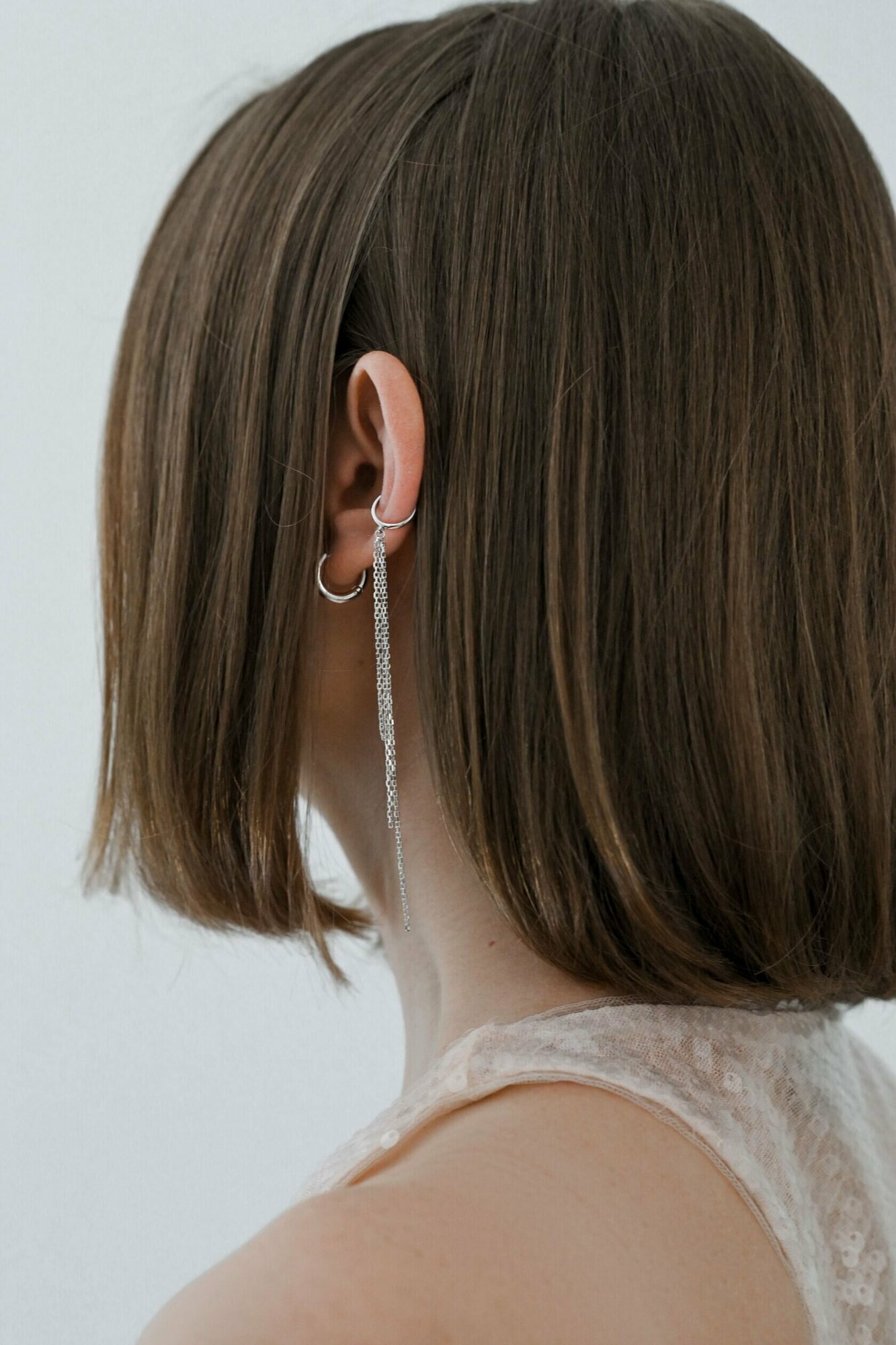 Серьги каффы, серебро, 925 проба, родирование