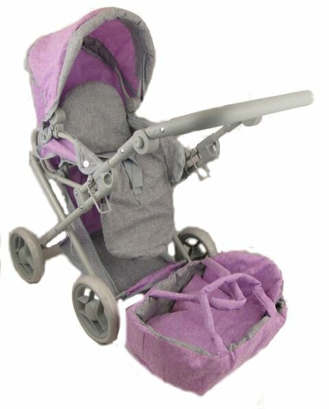 Коляска-трансформер для кукол Melobo 3 в 1, с регулируемой ручкой, цвет сиреневый с серым 9346/цвет №1