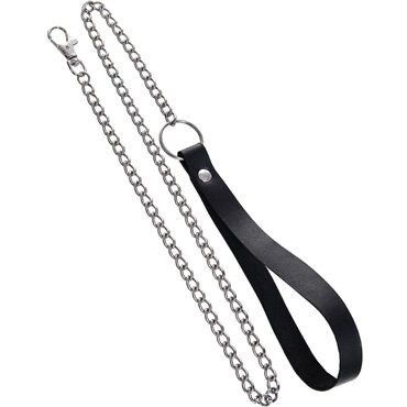 74302 Pecado Поводок с карабином для ошейника, черный. Из натуральной кожи