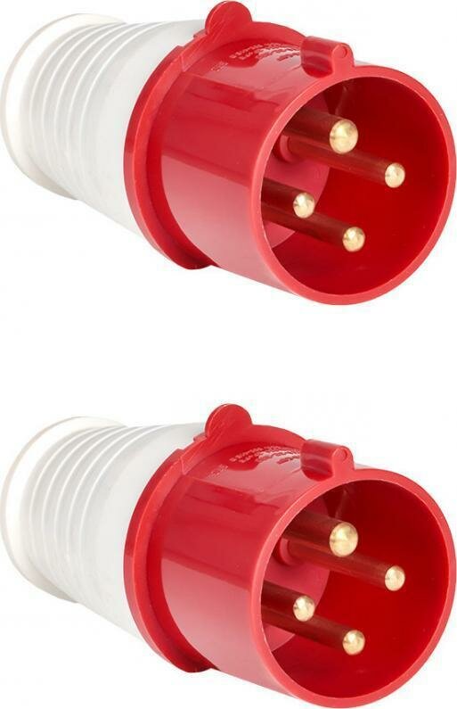 Вилка силовая переносная EKF PROxima 024 3Р+РЕ 32А 380В пластиковая IP54 (комплект из 2 шт)