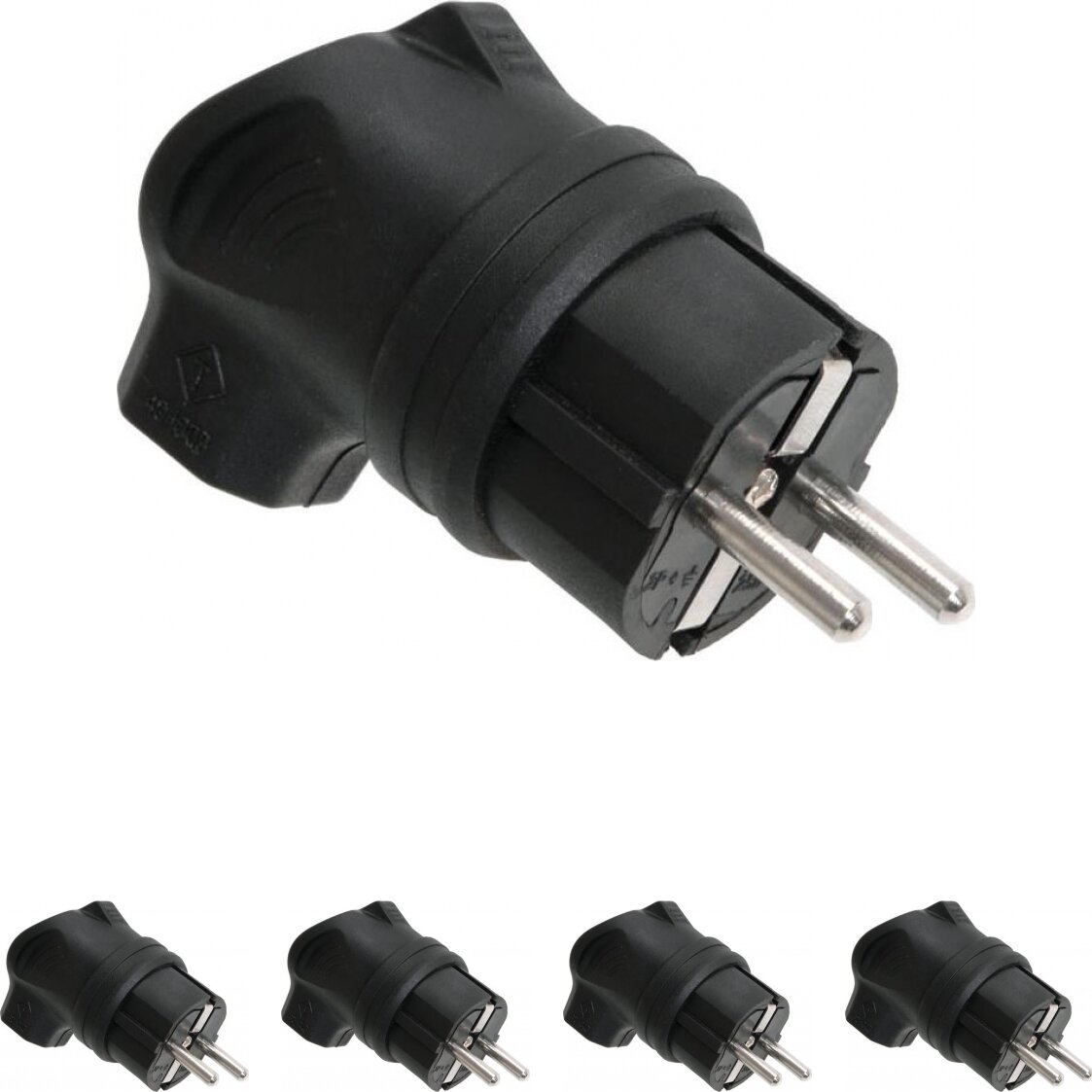 Вилка IEK Омега с заземлением с боковым вводом IP44 черная (комплект из 4 шт.)