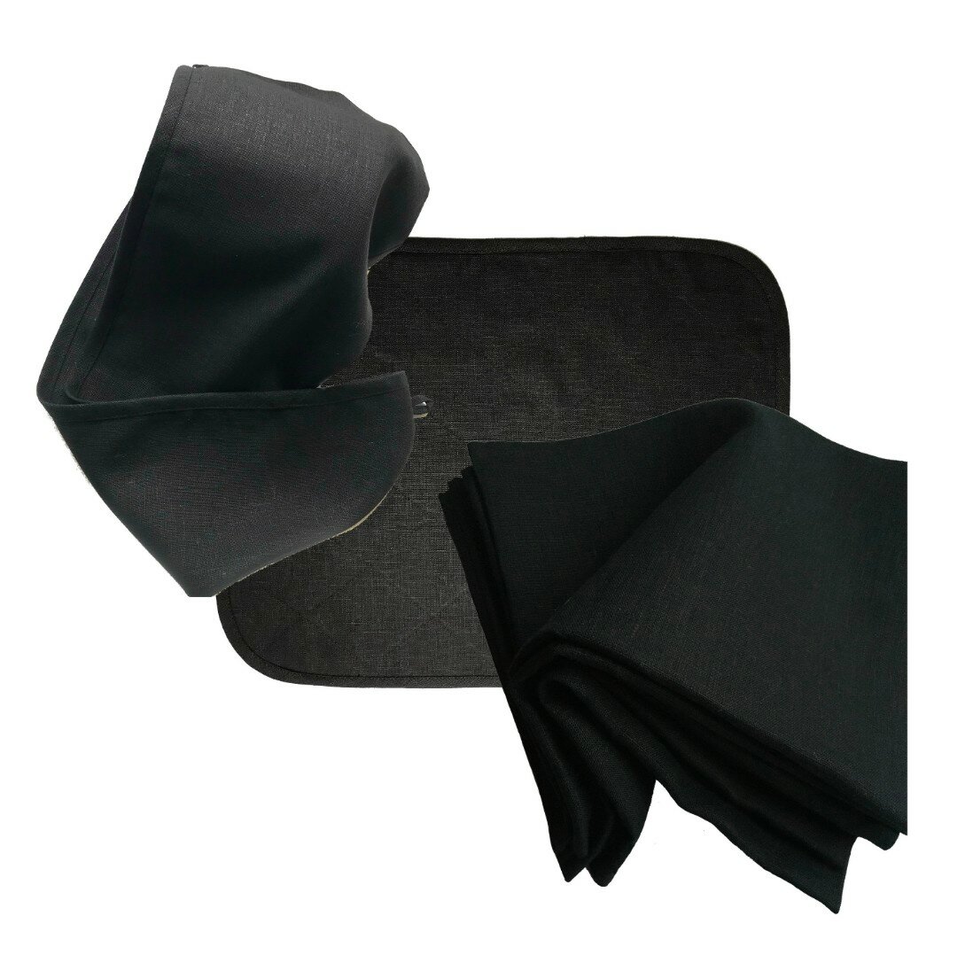 Комплект для бани Linen Steam Уголь (чалма, полотенце, коврик)