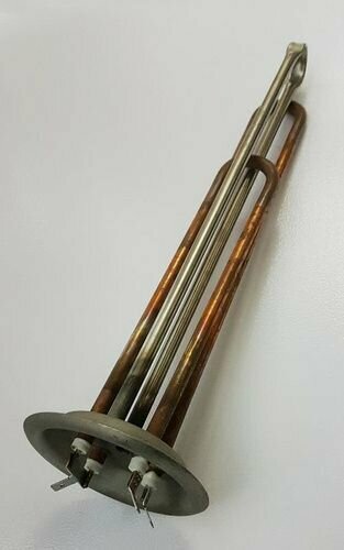 ТЭН для водонагревателя на фланце 92мм. 2,5 кВт (1000+1500Вт)/220V/M6, медь трубки под термостаты 2 нерж. Контакты винт М4