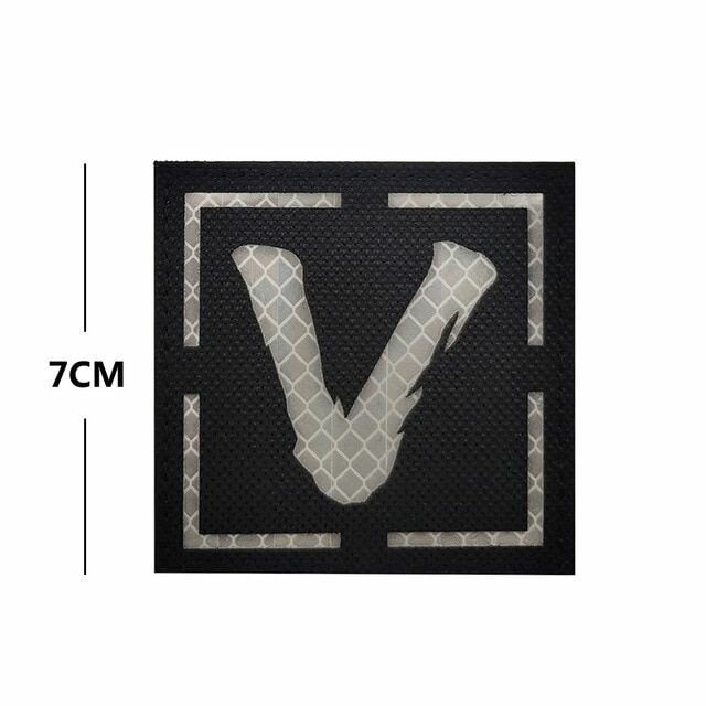 Нашивка шеврон (патч) с липучкой №58, V 7 см. Cветоотражающая