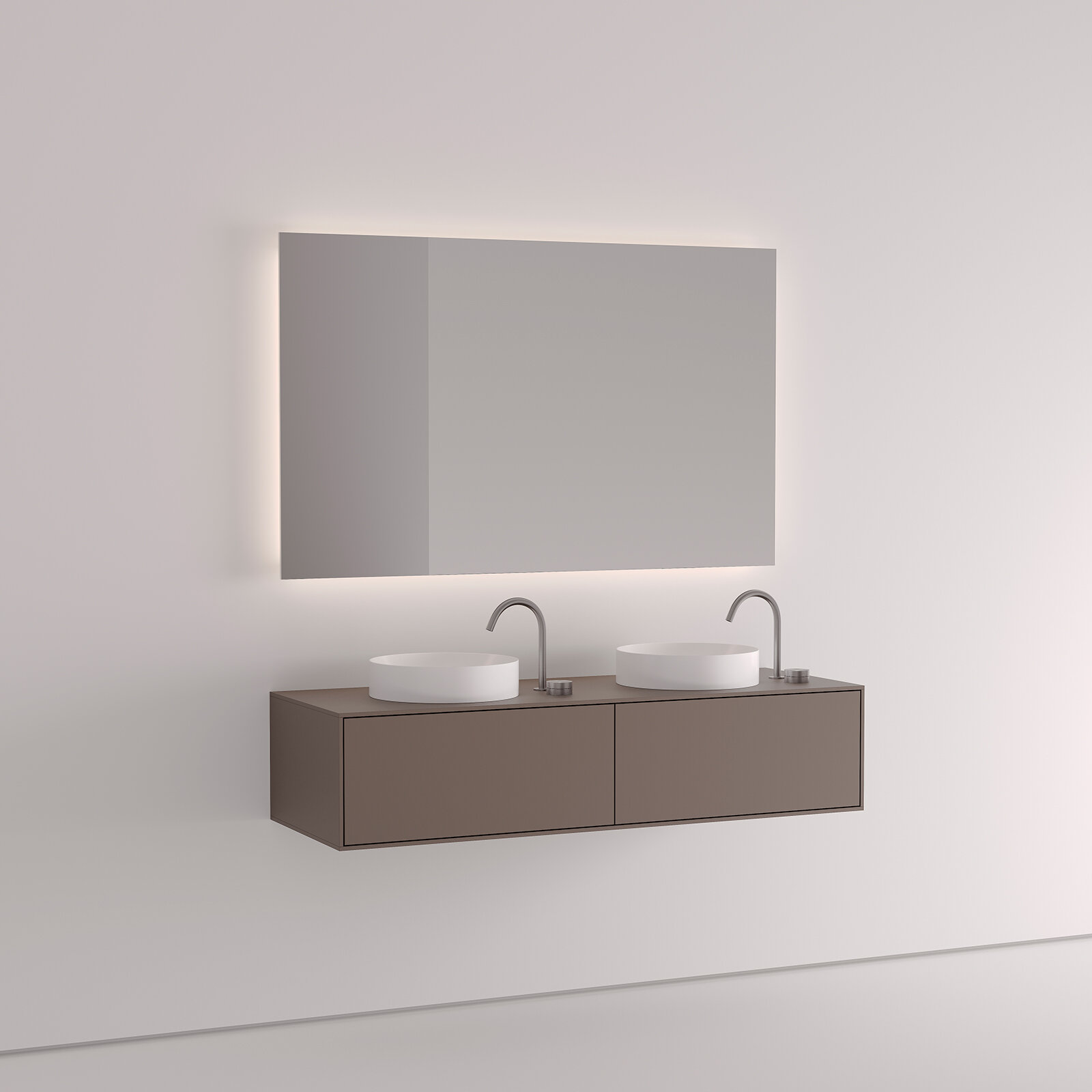 Тумба подвесная под две раковины 150 см. Vivomobili GRIGIO LONDRA