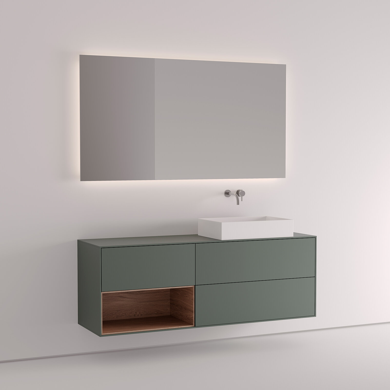 Тумба подвесная под две раковины 150 см. Vivomobili VERDE COMODORO