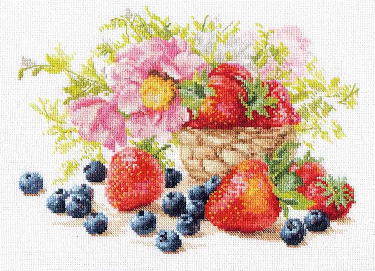 Набор для вышивания крестом "Клубника" 5-14, 27х19 см, Алиса