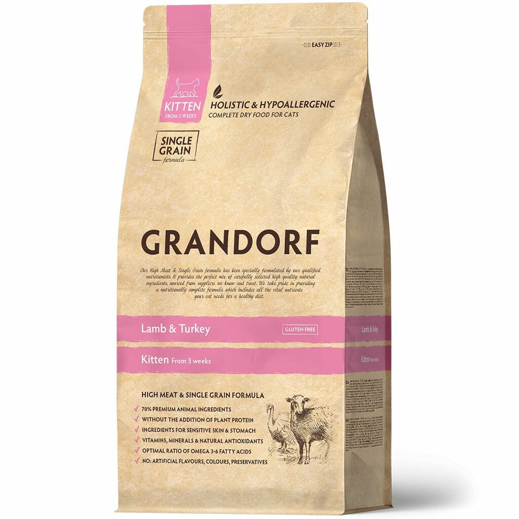 Сухой корм GRANDORF Kitten Lamb&Turkey для Котят Ягненок с Индейкой 400гр