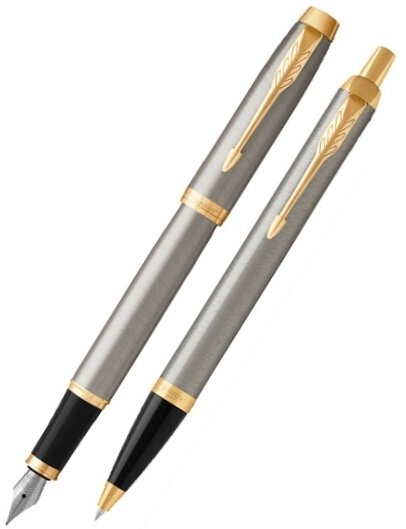Набор Parker: Перьевая и Шариковая ручка Parker IM Core Brushed Metal GT 1931670 и 1931649
