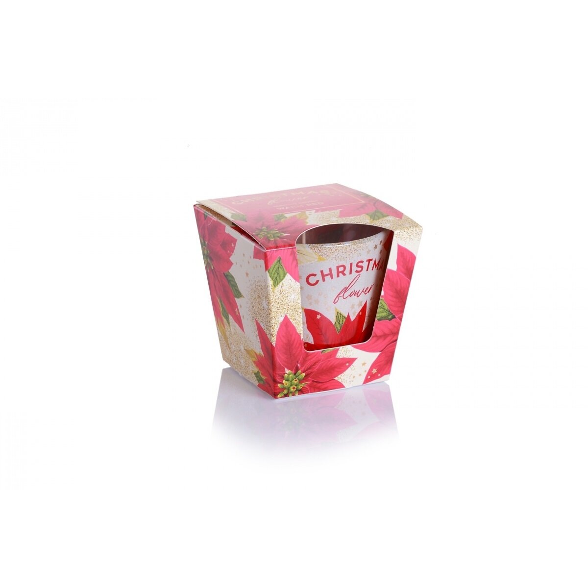 BARTEK Ароматизированная свеча в стакане 8×8×9 см, 115 г, Рождественский Цветок