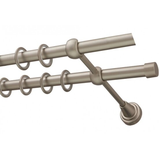 Карниз металлический двухрядный Arco Doro DDA диаметр 16мм, сатин, составной, 300 см