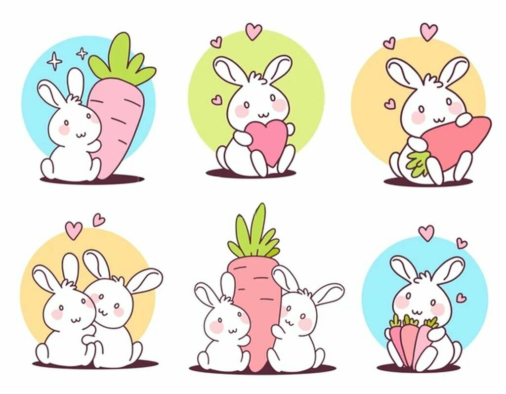 Наклейки стикеры Зайка с морковкой