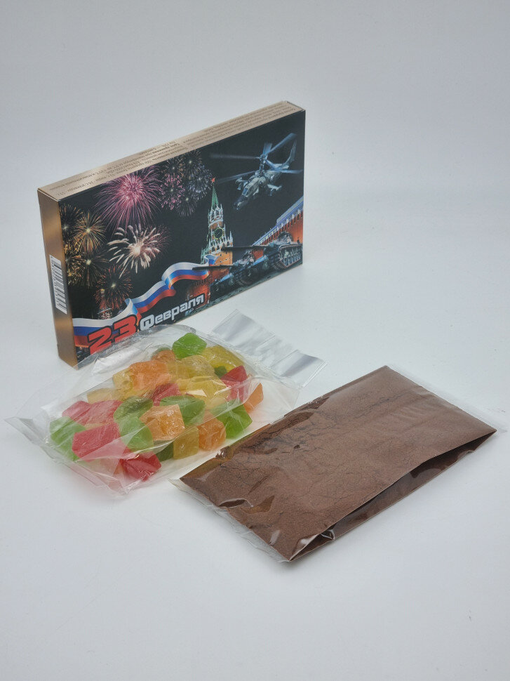 Подарочный набор с 23 февраля кофе арабика 40гр и рахат лукум 60гр