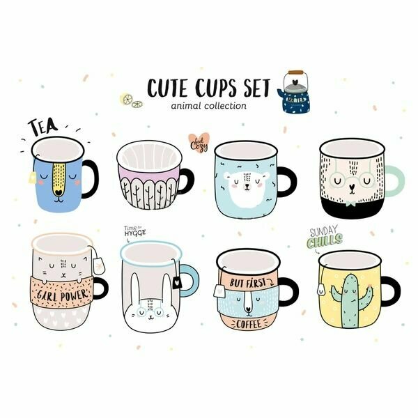 Наклейки стикеры чашек с рисунками