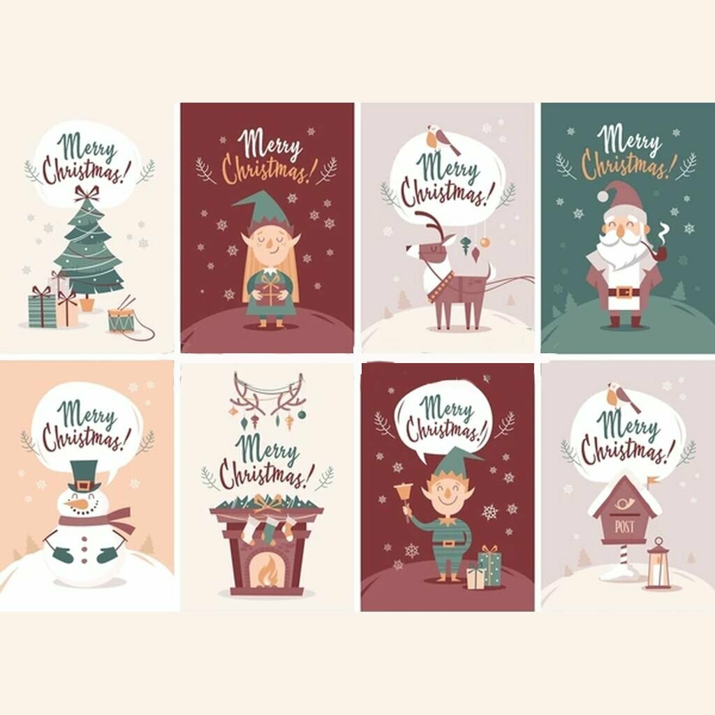 Наклейки стикеры Новогодние открытки