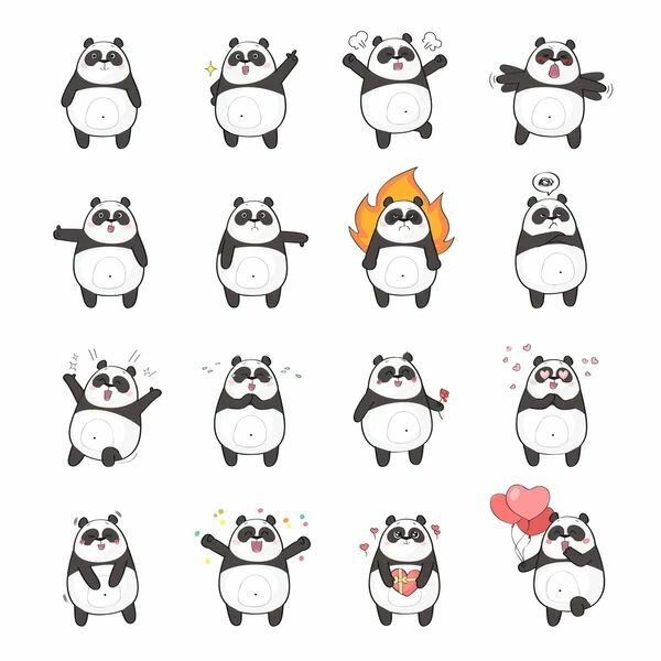 Наклейки стикеры Эмоции Панды / Эмоджи