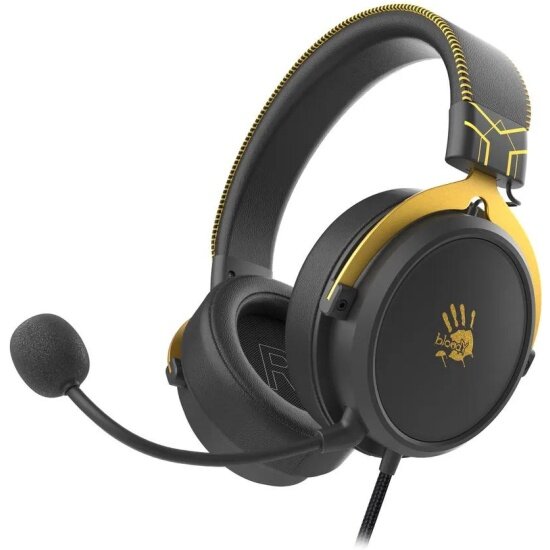 Игровые наушники A4TECH Bloody M590i, проводные (USB), желтый/серый
