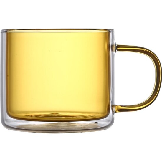 Кружка с двойными стенками Kimberly 7427594 термостойкая желтая, 250 мл.