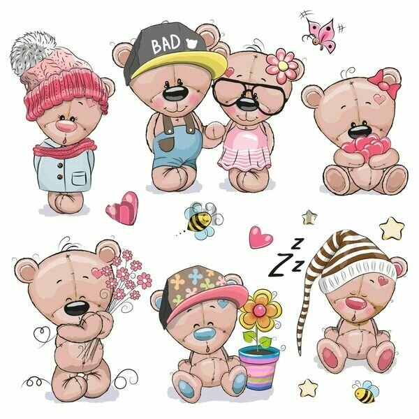 Наклейки-стикеры милые игрушки мишки