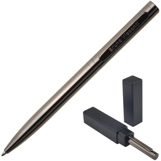 Ручка авт Bruno Visconti BV FIRENZE 1мм синяя кор. чер. воронен, тубус прямоуг черн20-0304/03