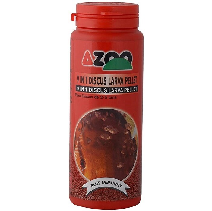 Корм AZOO 9 in 1 Discus Larva Pellet в мелких гранулах для молоди дискусов, 120 мл.