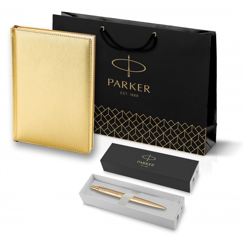 Подарочный набор: Parker Шариковая ручка Jotter XL Gold и Ежедневник недатированный золотистый золотой срез 2122754