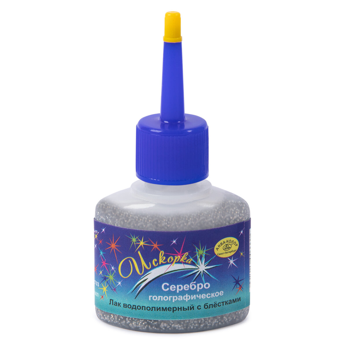 "Аква-колор" Лак водополимерный с блёстками «Искорка» 25 мл серебро голографическое К2703