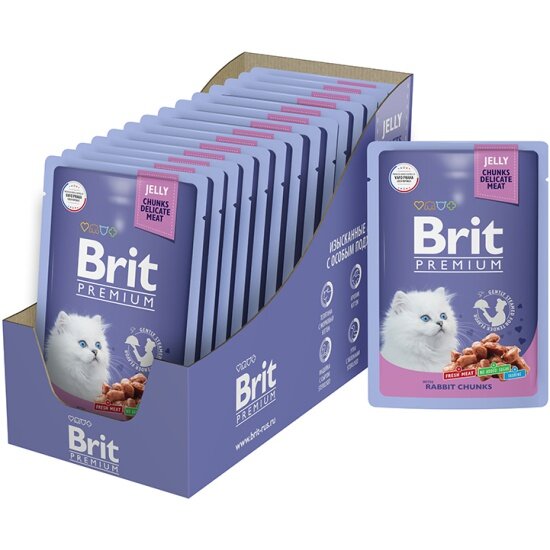 Корм для котят Brit Premium Кролик в желе 14шт.*85г
