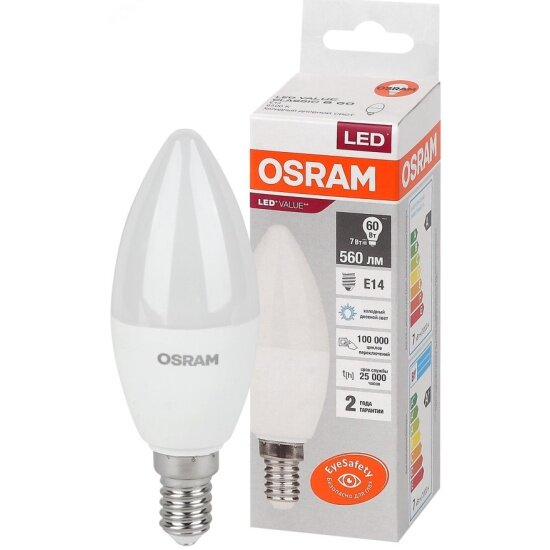 Светодиодная лампа Ledvance-osram OSRAM LV CLB 60 7SW/865 220-240V FR E14 560lm 240* 15000h