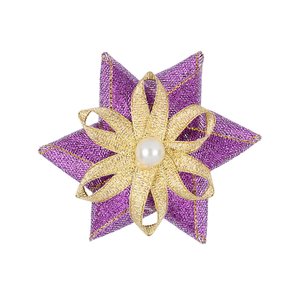 BLITZ 79 Бант-звезда №03 фиолетовый/золото декоративный бант для волос и прически