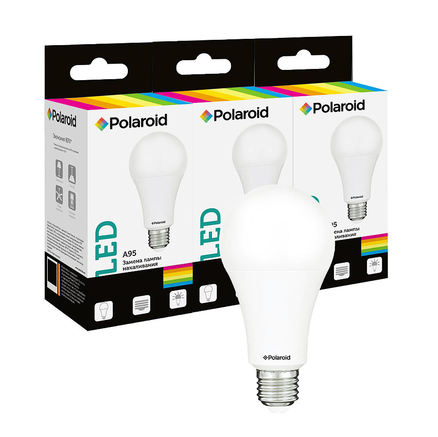 Светодиодная лампа Polaroid 220V A95 25W 3000K E27 2010lm (3 шт.)