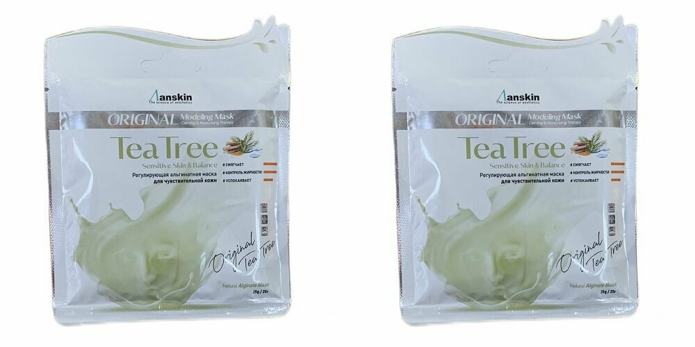 Anskin Альгинатная маска для лица Teatree Modeling Mask, С чайным деревом, 25 гр - 2 шт.