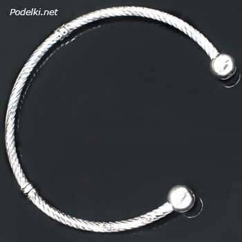 Браслет рифленый с гайками 0004153 серебряный цвет 20 см, цена за 1 шт.