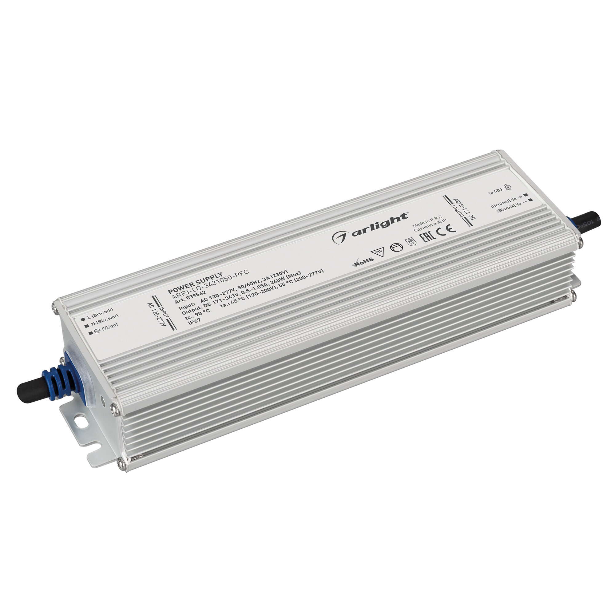 Источник тока Arlight Блок питания ARPJ-LG-3431050-PFC (240W, 171-343V, 0.5-1.05A) (Arlight, IP67 Металл, 5 лет)