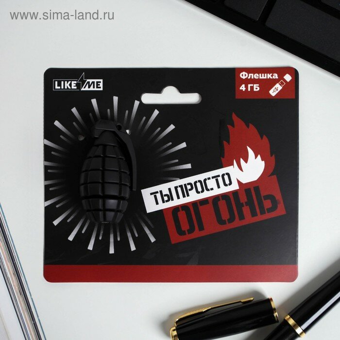 Флеш-карта на открытке «Граната», 4 ГБ, черная, 4670465