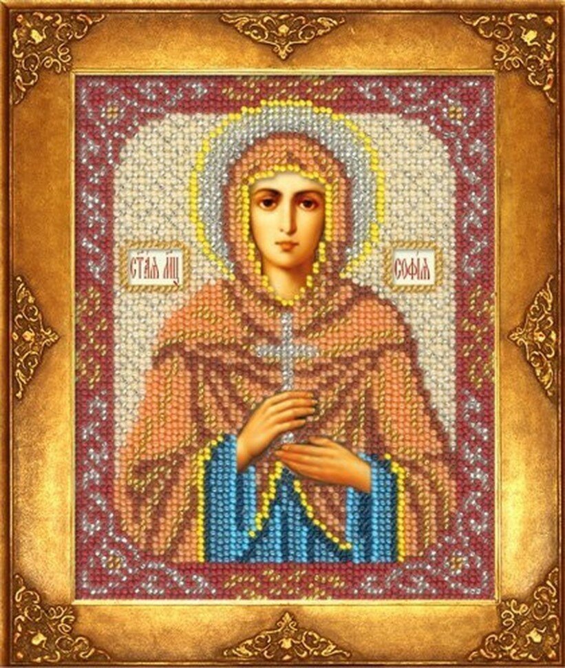 Набор для вышивания Русская искусница #211 Св. София, Вышивка бисером, 12.5 x 16.3 см