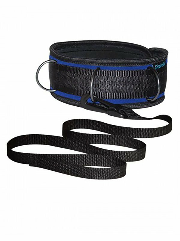 Стильный неопреновый ошейник Sitabella с поводком – черный с синим