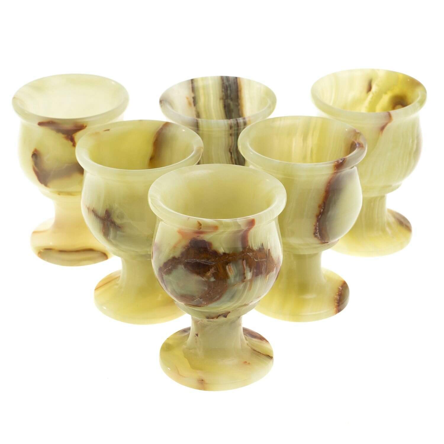 Набор рюмок "Тюльпан" 40 мл из оникса 6шт 5х7см в футляре (2х3) 121933